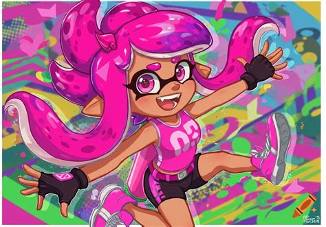A Vibrant Full Body Illustration Of Frye From Splatoon A Character