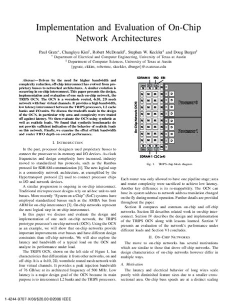 Pdf Implementation And Evaluation Of On Chip Network Architectures