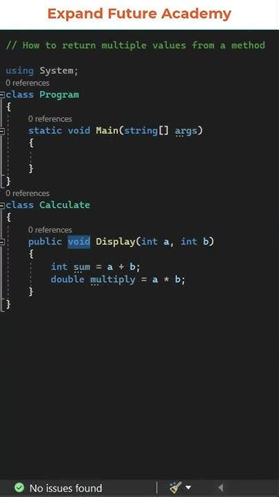 C Programmers Faq 17 Return Multiple Values From A Method Expandfutureacademy Shorts