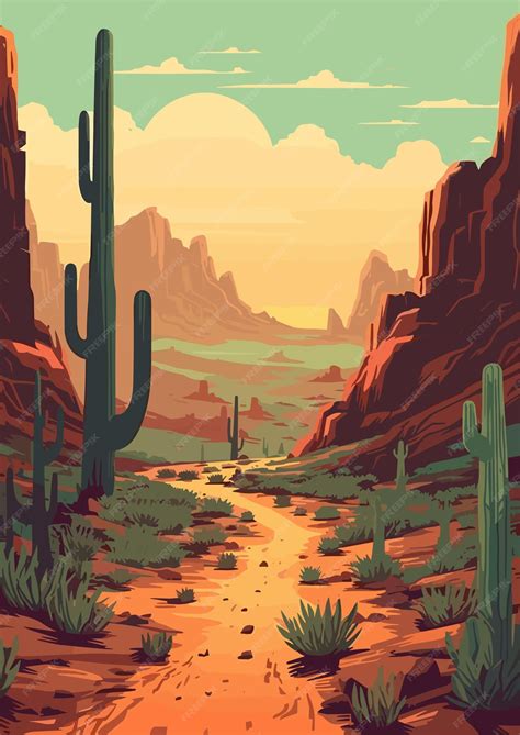 Premium Vector Cactus Flat Vector Art Illustration Cartoon Colorful Flat Vector Illustration