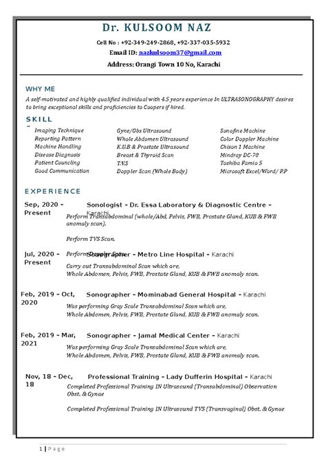 Kulsoom Resume Compiled By Ca Sanidhya Saraf 1 P A G E D R K U L S O O M Na Z Why Me A