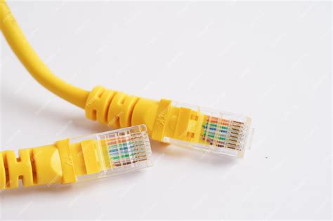 Lan 케이블 인터넷 연결 네트워크 Rj45 커넥터 이더넷 케이블 프리미엄 사진