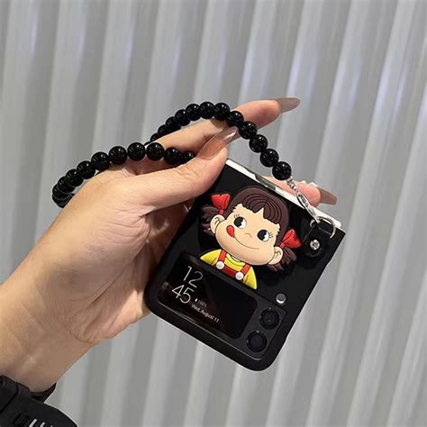 모이닷컴 갤럭시 Z플립6 Z플립5 Z플립4 캐릭터 하드 슬림 블랙 비즈 스트랩 제트플립6 제트플립5 지플립 6 5 4 케이스