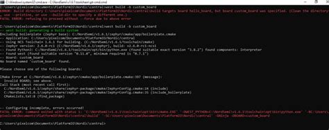 error aborting due to kconfig warnings cmake error at c nordsemi v1 6 1 zephyr cmake kconfig