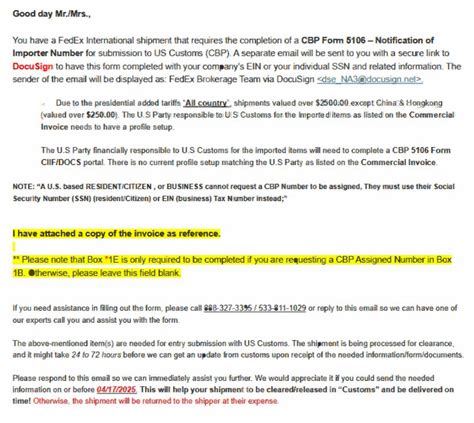 Buyer Completing The Us Customs Cbp Form 5106 For Fedex Shipments Help Centre