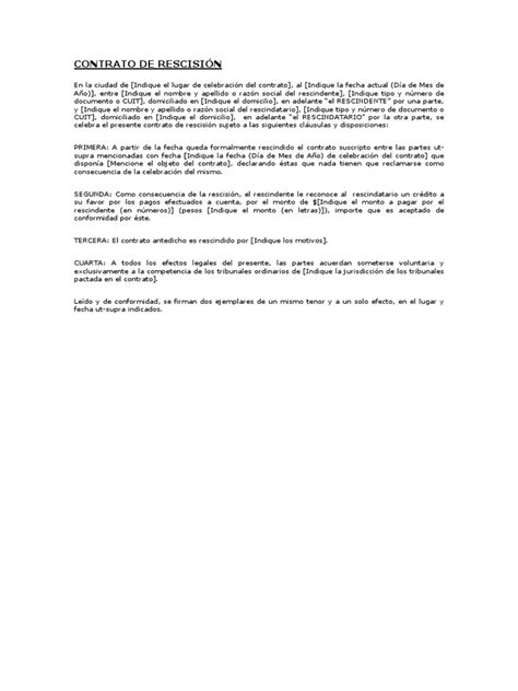 Contrato De Rescisión Pdf