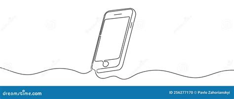 Continuous One Line Drawing Smartphone Gadget Stock Vector Illustration Stock Vector
