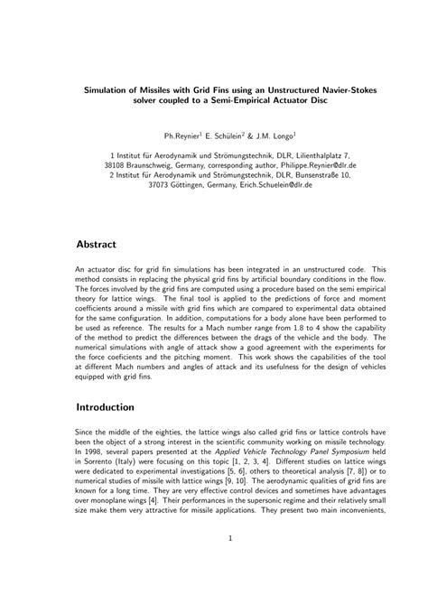 pdf simulation of missiles with grid fins using unstructured navier stokes solver coupled to a
