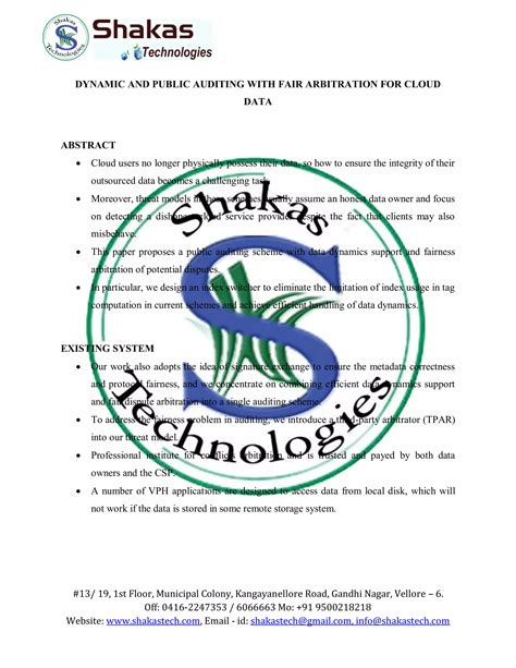 Dynamic And Public Auditing With Fair Arbitration For Cloud Data Pdf