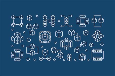 Premium Vector Blockchain Technology Vector Linear Horizontal Banner