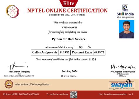 Vaishnav R On Linkedin Python Datascience Nptel Iitmadras