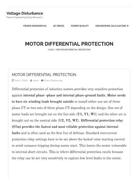 Motor Differential Protection Pdf