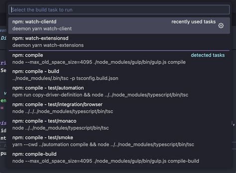 cmd shift b sometimes shows task menu instead of running default build task · issue 174095