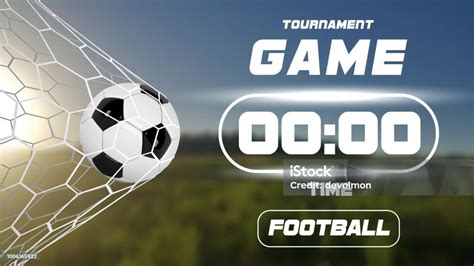 축구 또는 축구 배너 3d 공 및 점수 또는 녹색 필드 배경 타이머 축구 경기는 그물에 공을 목표 순간 일치 흐리게 축구 훈련 분야 스포츠에 대한 스톡 벡터 아트 및 기타