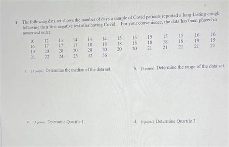solved 4 the following data set shows the number of days a