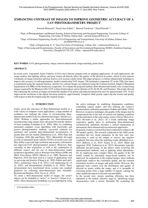 Pdf Enhancing Contrast Of Images To Improve Geometric Accuracy Of A Uav Photogrammetry Project