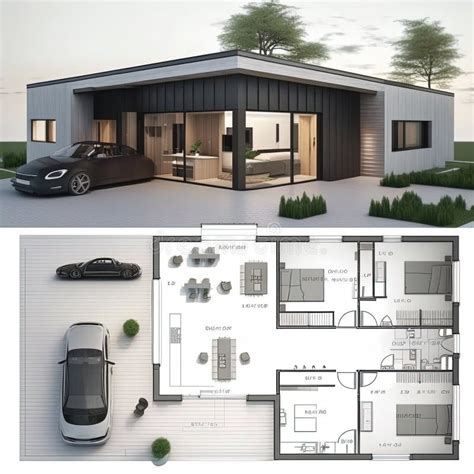 Small Minimalist House Plan Generative Ai Stock Illustration Illustration Of Room Module