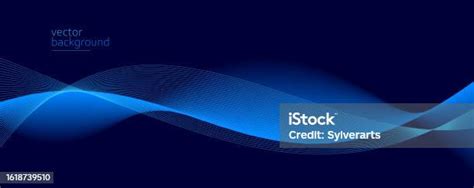 그라데이션 벡터 추상적 배경 다크 블루 디자인 곡선 라인 에너지 모션 편안한 음악 사운드 또는 기술이 있는 물결 모양의 부드러운 흐름 0명에 대한 스톡 벡터 아트 및 기타