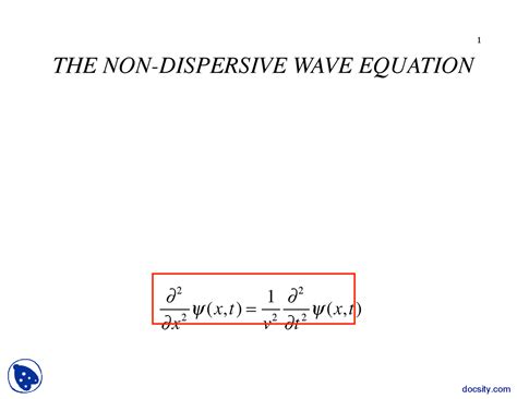 Non Dispersive Wave Equation Waves Lecture Slides Docsity