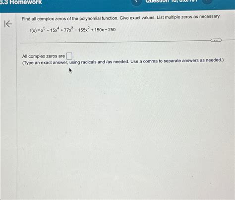 Solved Find All Complex Zeros Of The Polynomial Function
