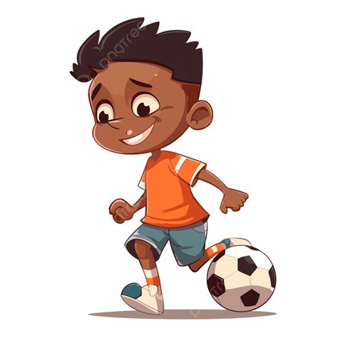 축구 선수 벡터 만화 캐릭터 일러스트를 재생하는 축구와 어린 소년 상표 클립 아트 Png 일러스트 및 벡터 에 대한 무료