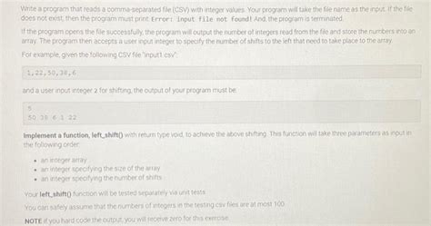 Solved Write A Program That Reads A Comma Separated File