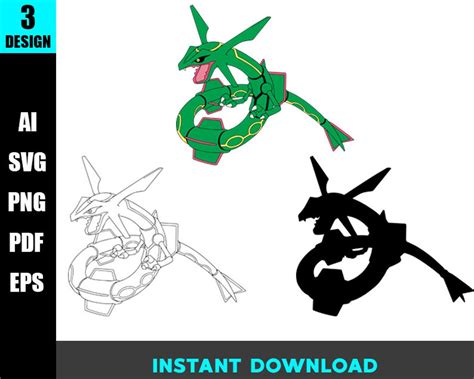Rayquaza Vector Svg Eps Png Ai Outline Cricut Etsy Ireland