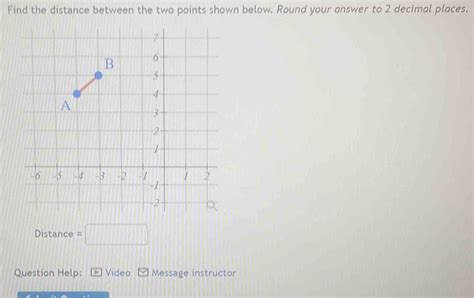Solved Find The Distance Between The Two Points Shown Below Round