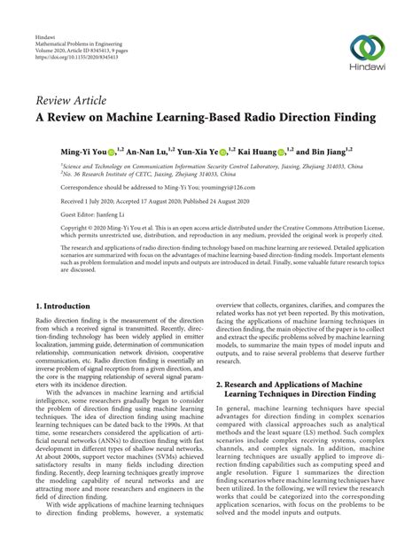 Pdf A Review On Machine Learning Based Radio Direction Finding