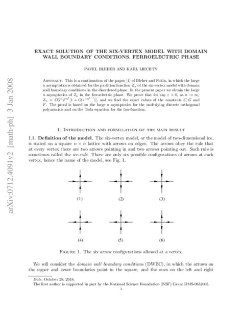 Pdf Exact Solution Of The Six Vertex Model With Domain Wall Boundary Conditions Ferroelectric