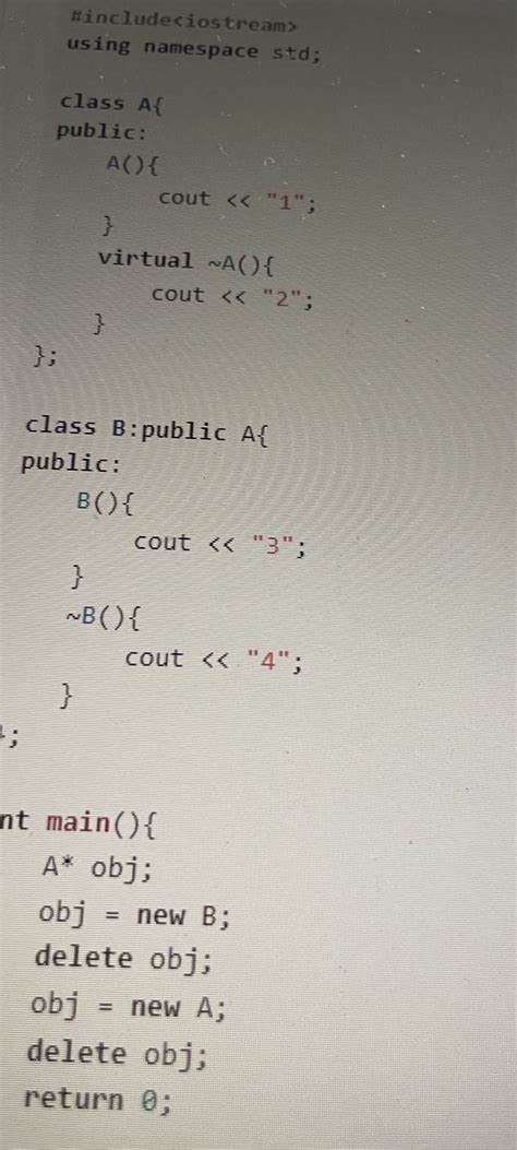 Include Using Namespace Std Class A Public A StudyX