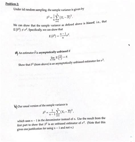 Solved Problem 2 Under Iid Random Sampling The Sample Chegg Com