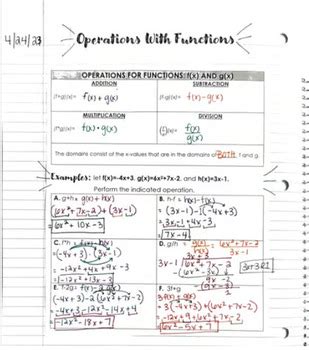Operations Composition Of Functions Interactive Notes TPT
