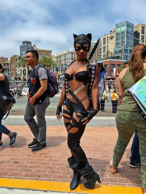 Catwoman In Leather Costume Editorial Stock Image Image Of Diego