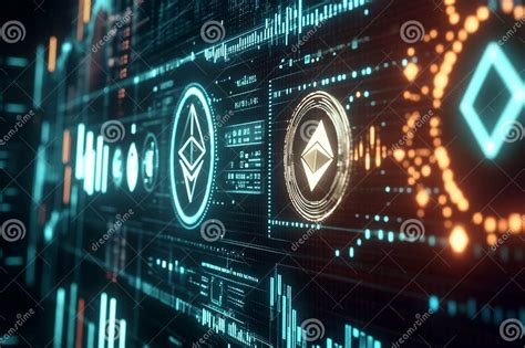 Blockchain Technology Visual Representation With Ethereum Symbols And