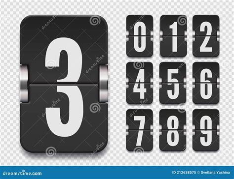 Numeric Flip Scoreboard Set With Shadows For Dark Countdown Timer Or Web Page Watch Or Calendar