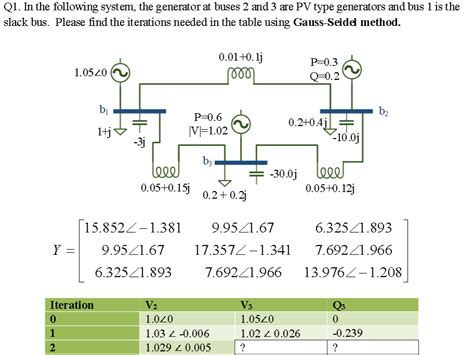 solved q1 in the following system the generator at buses 2
