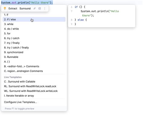 Surround Code Fragments Intellij Idea Documentation