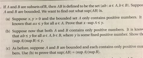 solved if a and b are subsets of r then ab is defined to be