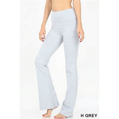 Blended Premium Cotton Fold Over Yoga Flare Pants Everyday Leggings