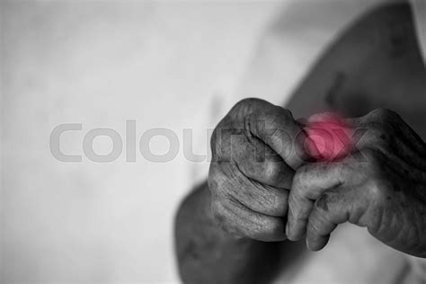 Senior Old Man Having Problem Trigger Finger Stock Image Colourbox