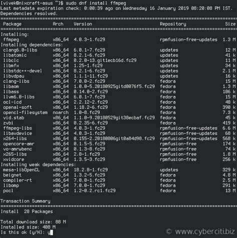 How To Install Ffmpeg On Fedora Linux 3637 Using Dnf Nixcraft
