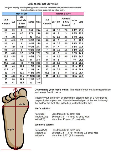 Foot Measurement Chart Printable