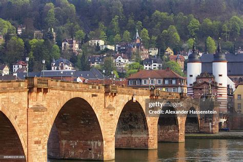 Germany Heidelberg Karl Theodor Bridge And Neckar River High Res Stock