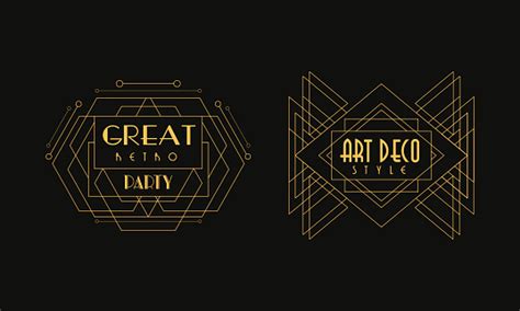 위대한 복고풍 파티 아르 데코 초대 템플릿 세트 초대를위한 고급 디자인 요소 포스터 배너 전단지 배경 빈티지 벡터 일러스트 레이션 0명에 대한 스톡 벡터 아트 및 기타