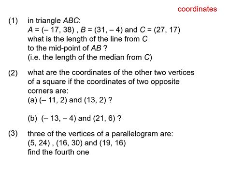 MEDIAN Don Steward Mathematics Teaching Coordinates CBSE Questions