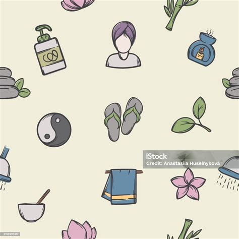 스파 미용실 건강과 관련된 간단한 원활한 손으로 그린 패턴 바디 케어 아이콘 및 기호 세트입니다 반복되는 벡터 요소 0명에 대한 스톡 벡터 아트 및 기타 이미지 Istock