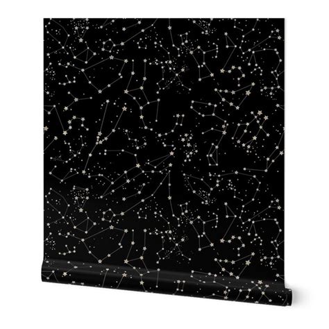 Commercial Grade Wallpaper Swatch Constellations Space Stars Black