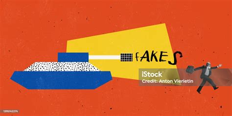 현대 미술 콜라주 주황색 배경에 고립 된 가짜 뉴스로 탱크 촬영에서 도망친 노인 60 64세에 대한 스톡 사진 및 기타 이미지 60 64세 T Lounge