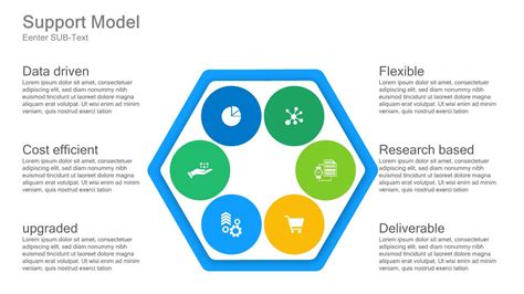 Support Model Hexagon With Icons 6 Steps